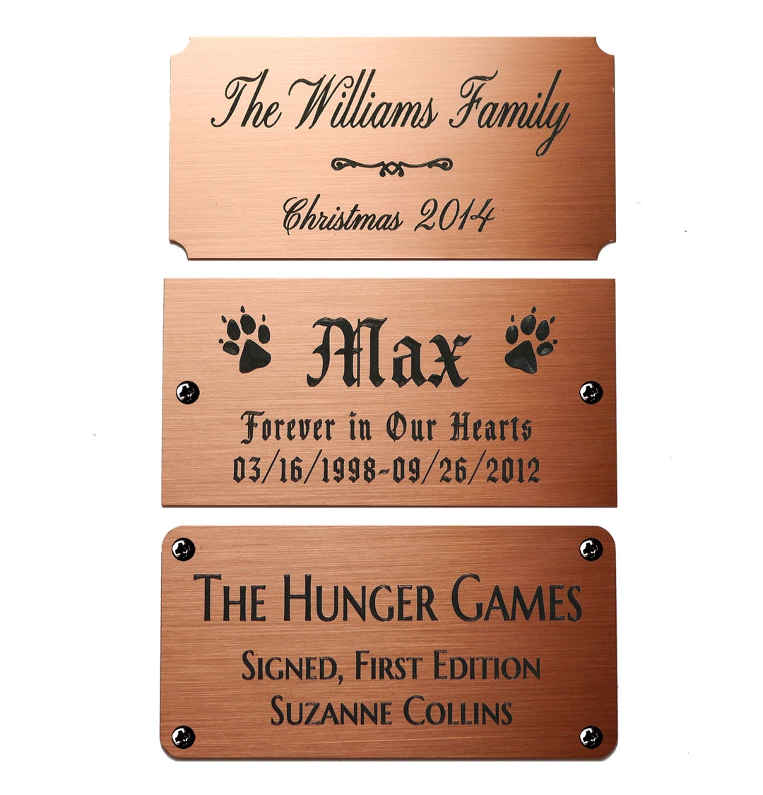 Engraved Brushed Copper Plate Picture Frame Art Label Name Tag 3" X 1-1 ...