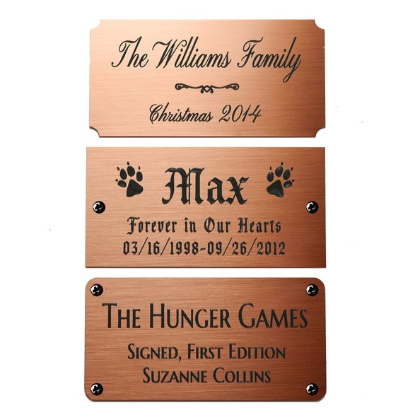 Engraved Brushed Copper Plate Picture Frame Art Label Name Tag | Etsy
