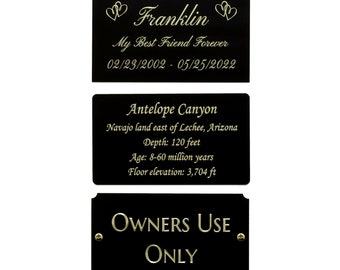 Custom Engraved Solid Brass Plate Picture Frame Art Label Name Tag 3 X ...