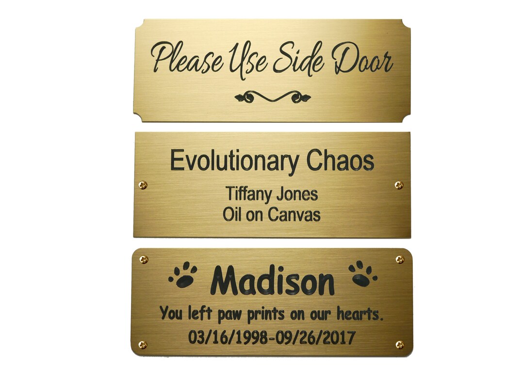 Engraved Solid Brass Plate Picture Frame Art Label Name Tag 4" X 1-1/2 ...