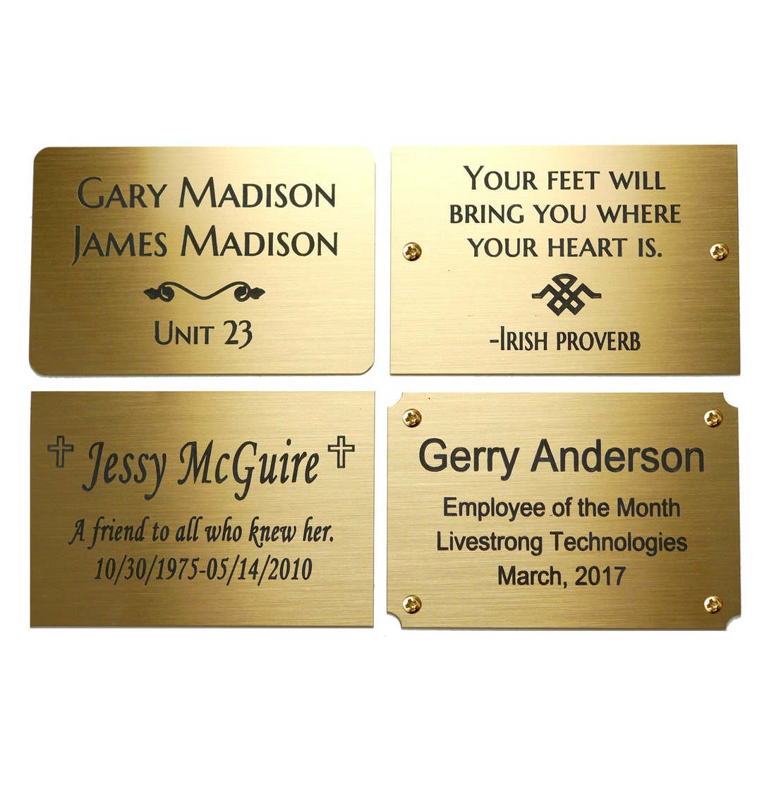 Engraved Solid Brass Plate Picture Frame Art Label Name Tag 3" X 2 ...