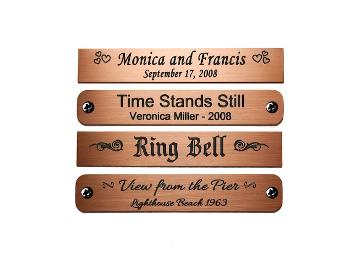 Engraved Brushed Copper Plate Picture Frame Art Label Name Tag 3" X 1/2 ...