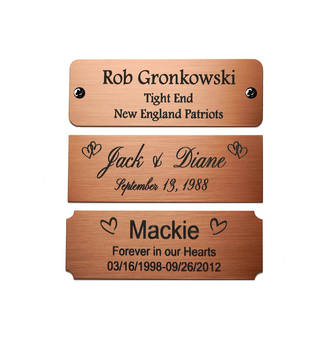 Engraved Brushed Copper Plate Picture Frame Art Label Name Tag 3" X 1 ...