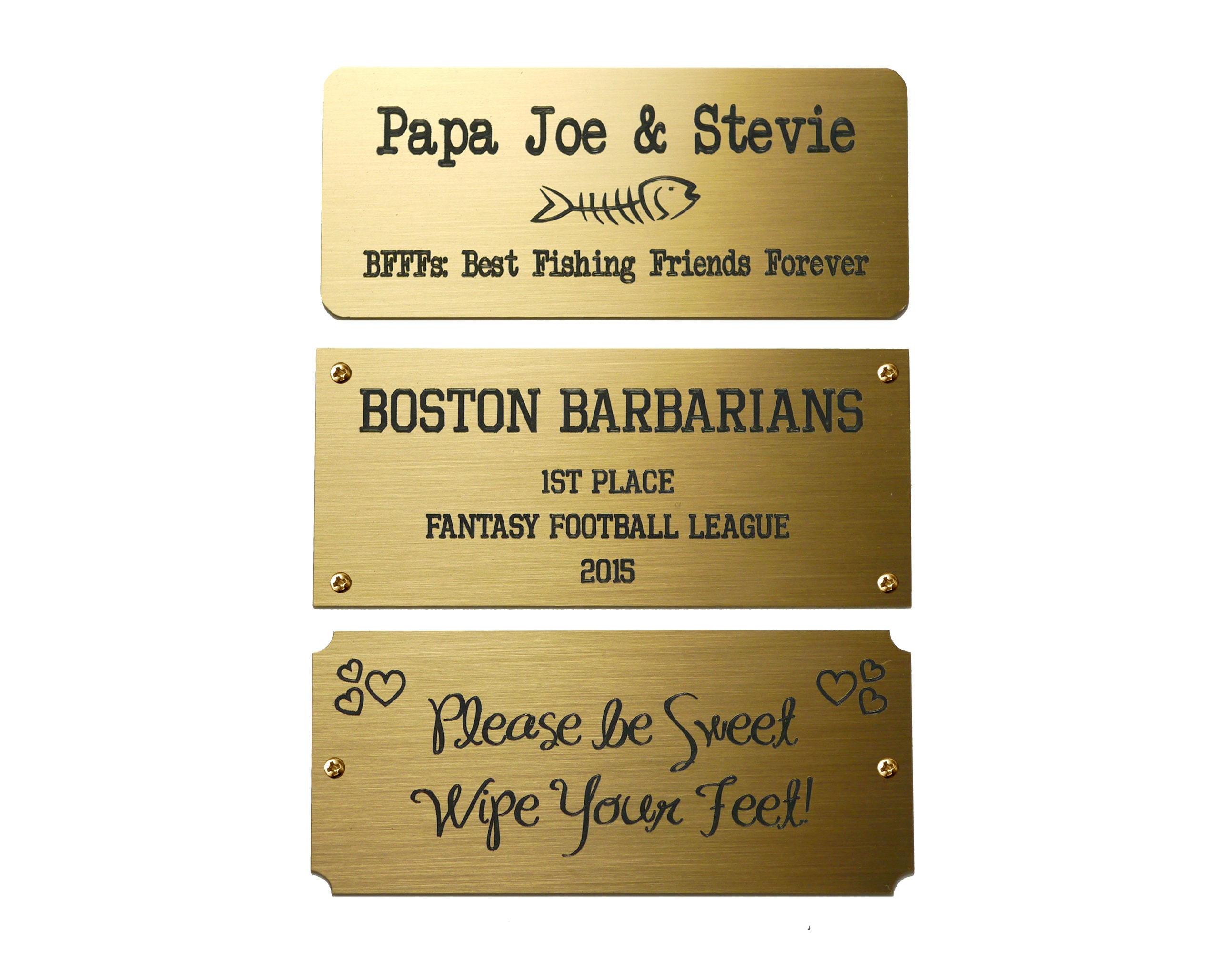 Engraved Solid Brass Plate Picture Frame Art Label Name Tag 3-1/2" X 1 ...