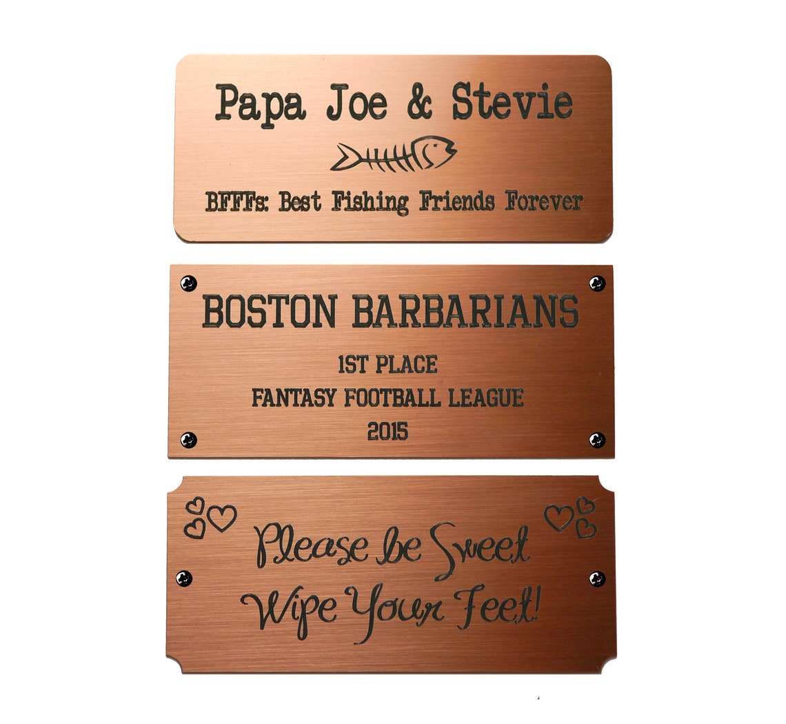 Engraved Brushed Copper Plate Picture Frame Art Label Name Tag 3-1/2" X ...