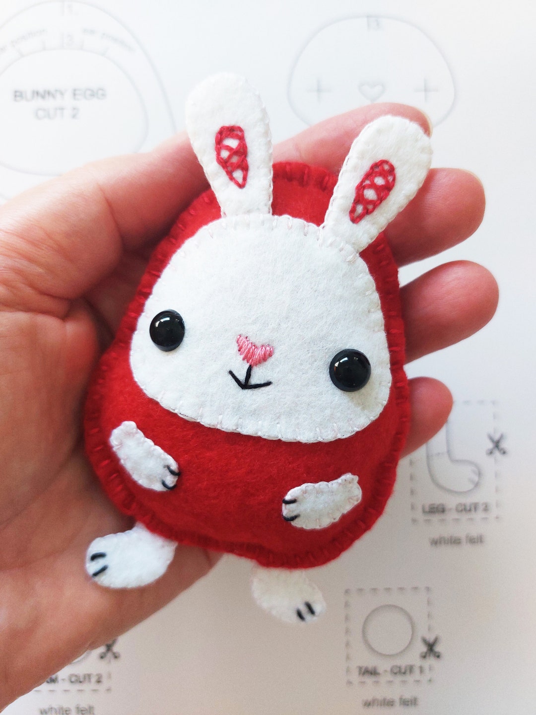 Felt Bunny Pattern, Felt Easter Pattern, DIY Felt Easter Decoration ...