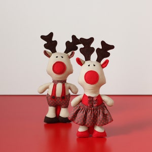 Reindeer Sewing Pattern PDF Stuffed Animal Red Nosed Reindeer Girl and ...