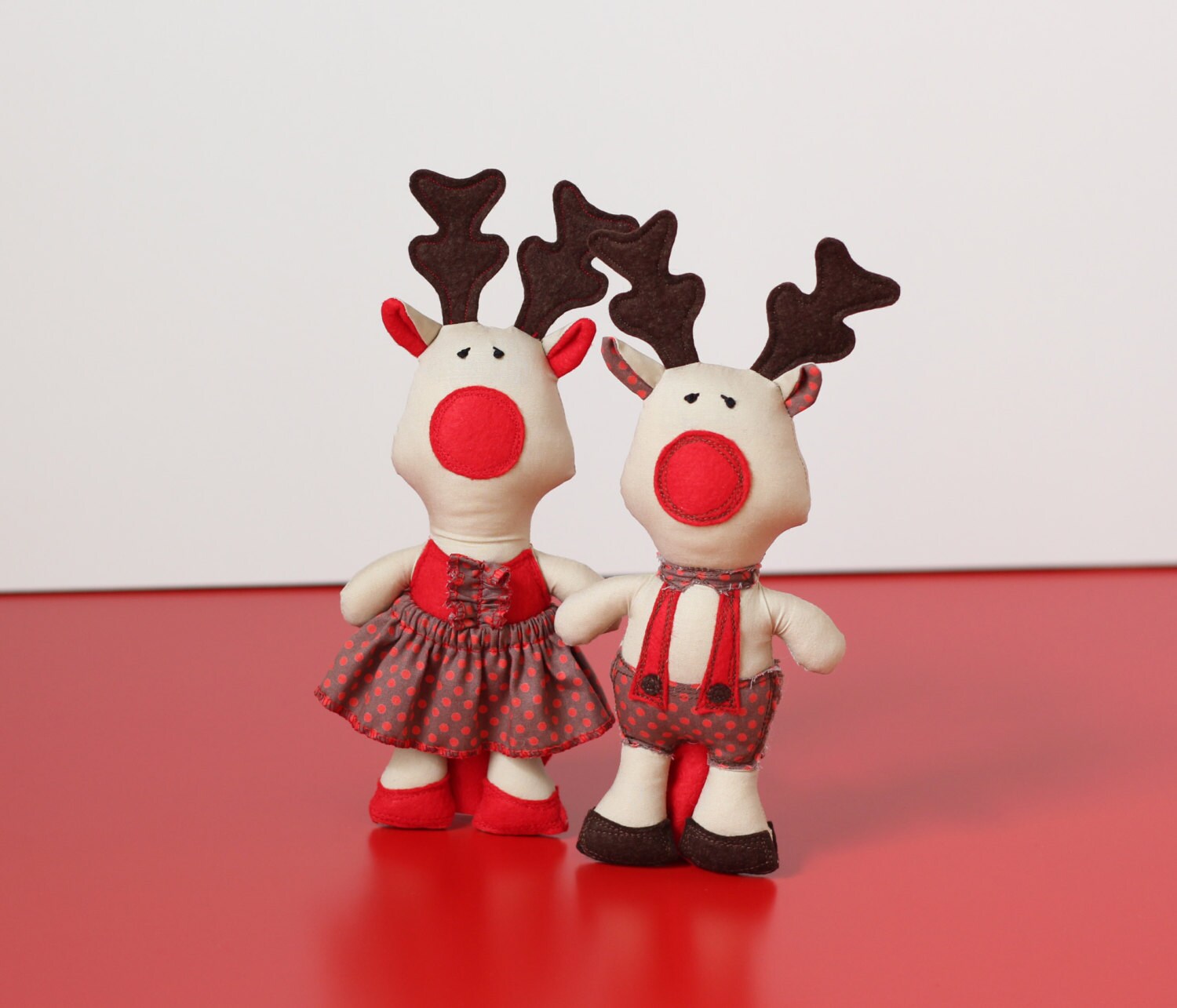 Reindeer Sewing Pattern PDF Stuffed Animal Red Nosed Reindeer | Etsy