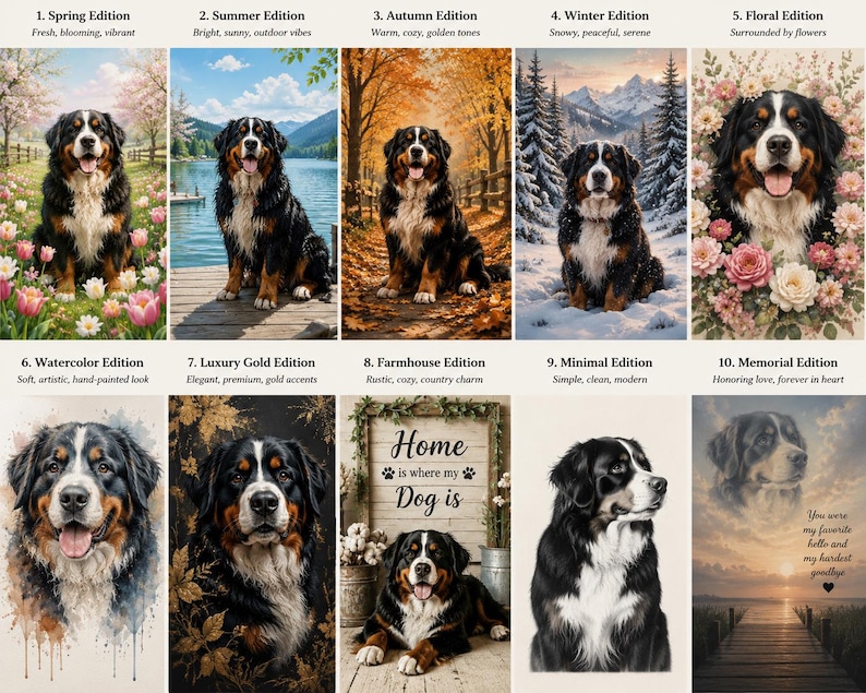 Bernese Mountain Dog Wall Art, Bernese Mountain Dog Print, Dog Lover ...