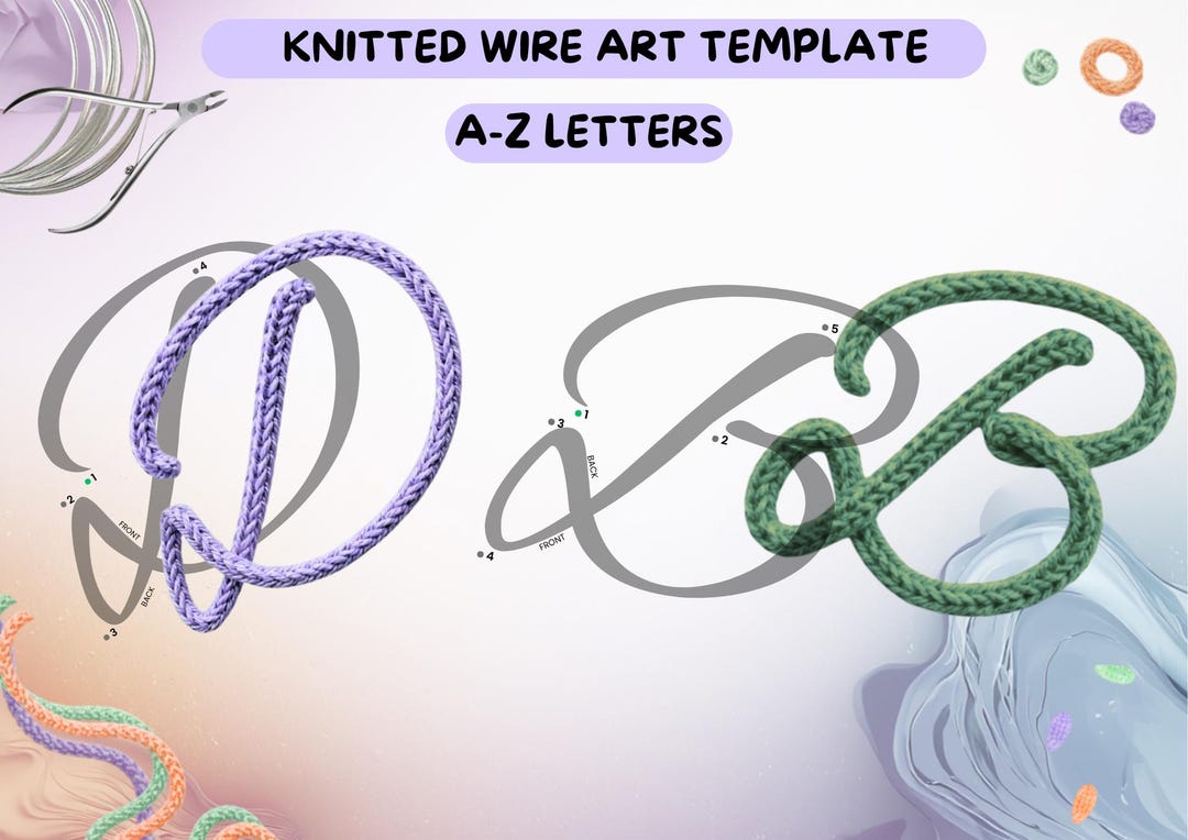 Knitted Wire Art Letter Template, Cursive Alphabet Font, Uppercase ...