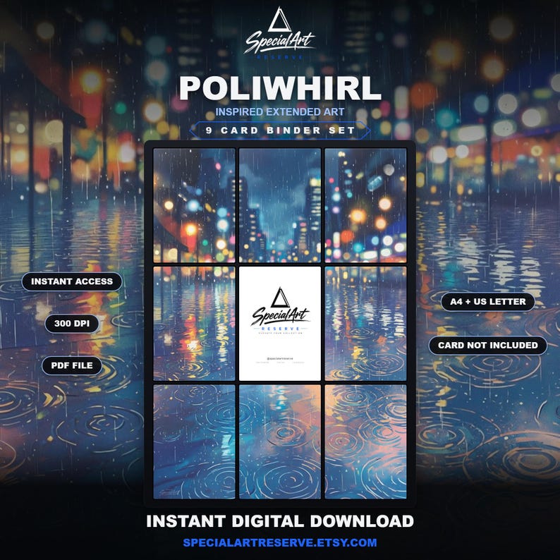 Poliwhirl Inspired Extended Art for Binder | Rainy City Night Binder ...