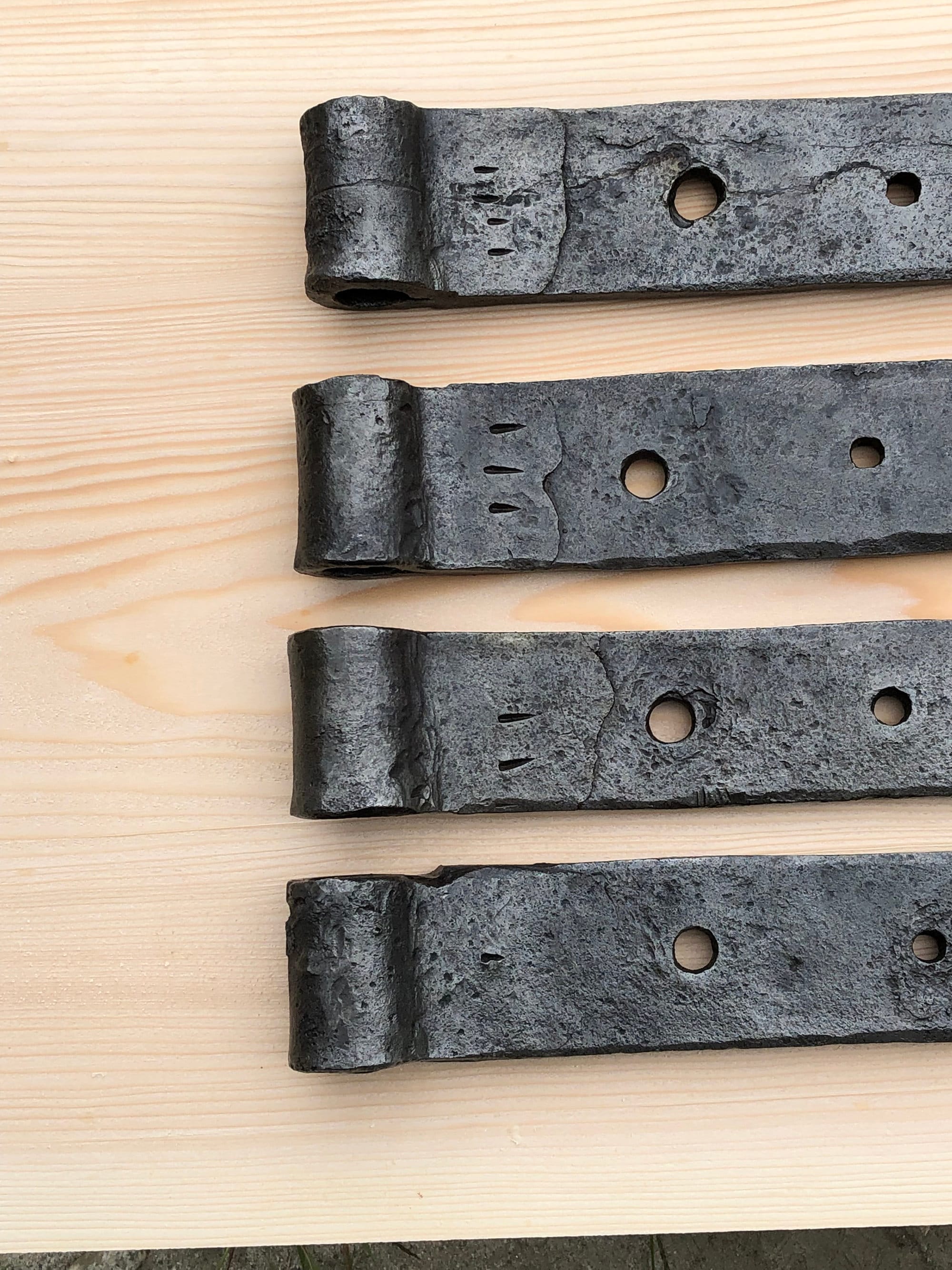 Strap Hinges Primitive Very Rare Early 1800 Maine Coast Blacksmith Made Fine Set of 4 Marked ...