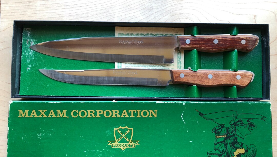 Vintage MAXAM STEEL French Chef & Carving Knife Set Unused in Original ...