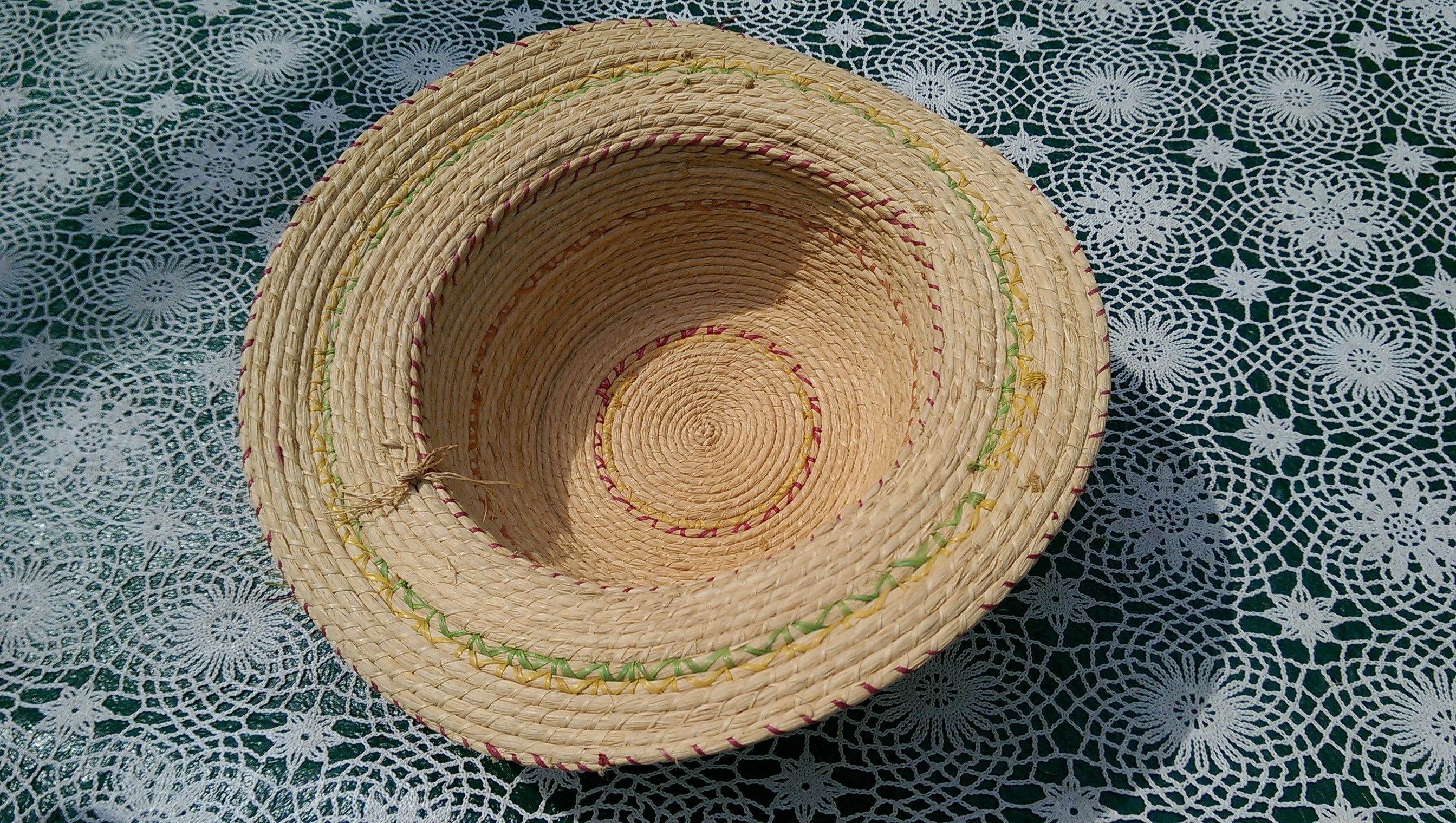 Vintage Hand Coiled Real Straw Hat With Straw Pompom Womens Medium - Etsy