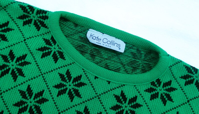 Vintage 80's Slouchy Kate Collins Snowflake Sweater L Made in USA - Etsy