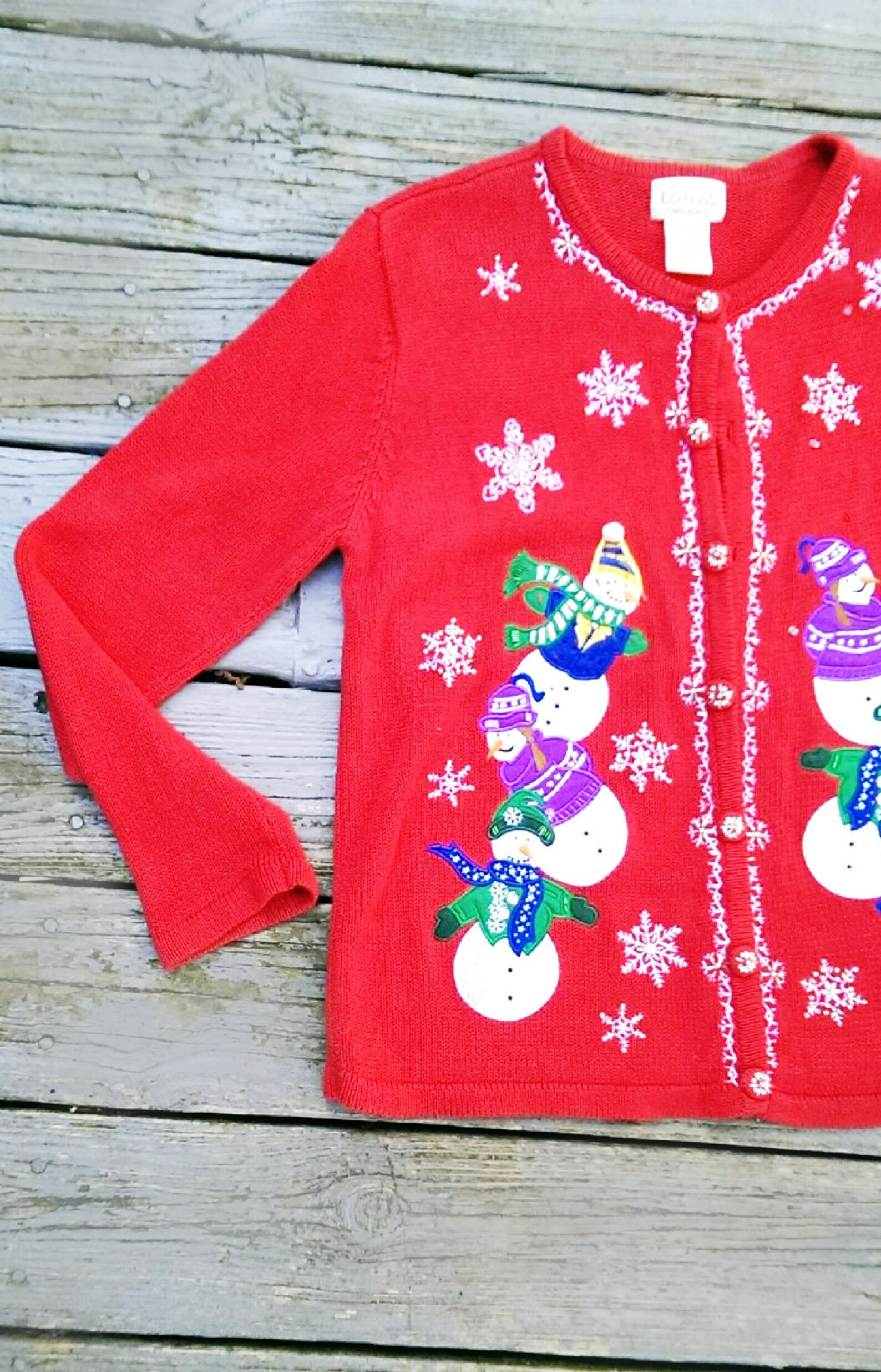 Vintage Christmas Embellished Cardigan Large - Etsy