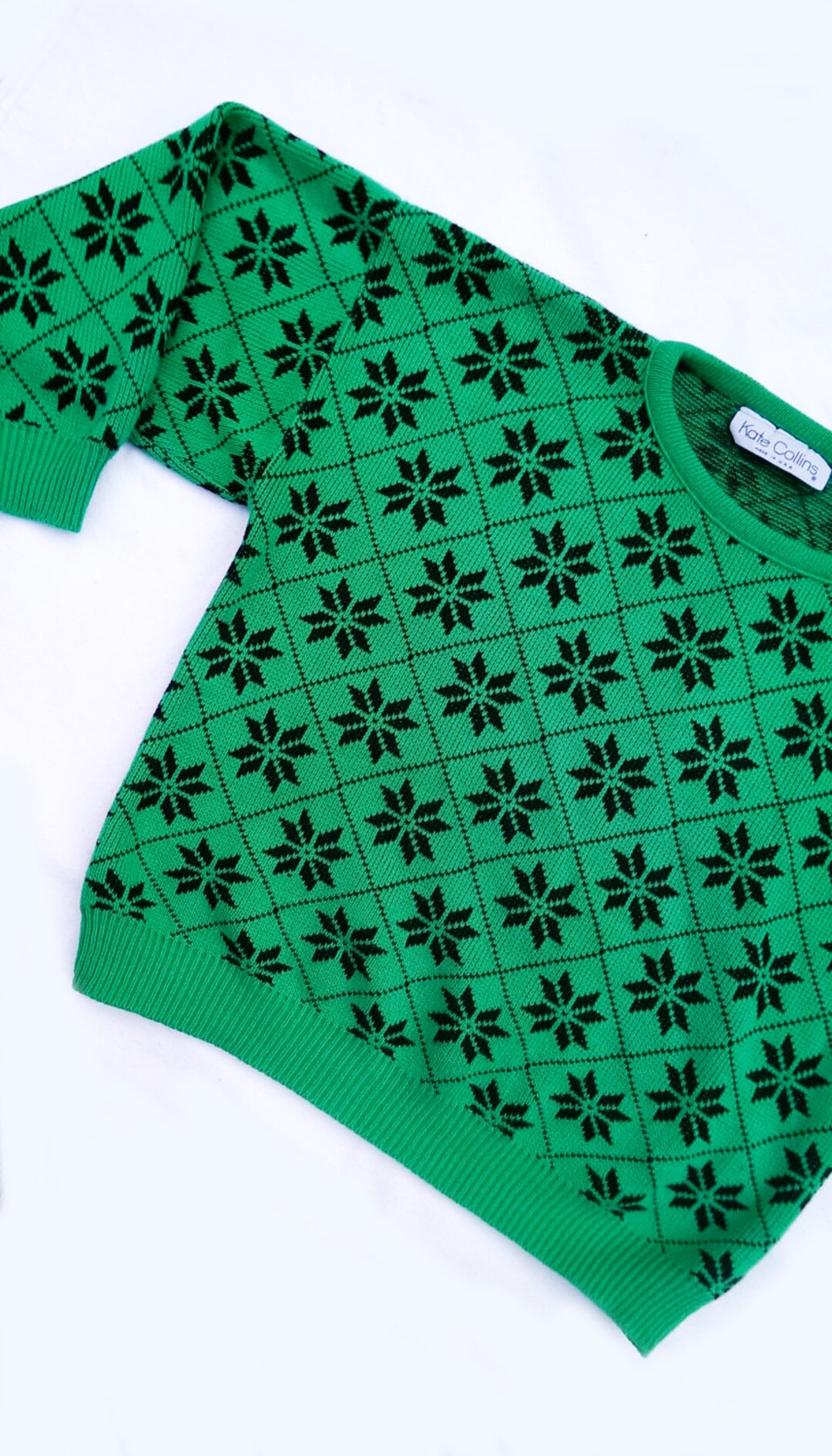 Vintage 80's Slouchy Kate Collins Snowflake Sweater L Made in USA - Etsy