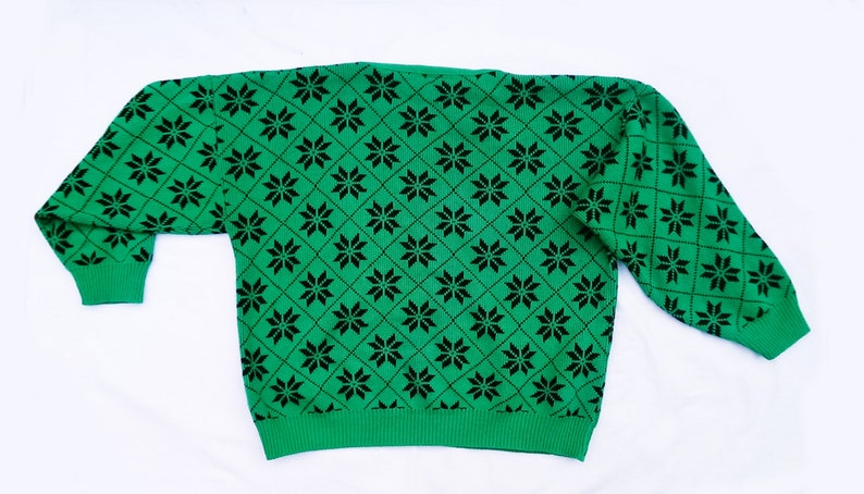 Vintage 80's Slouchy Kate Collins Snowflake Sweater L Made in USA - Etsy