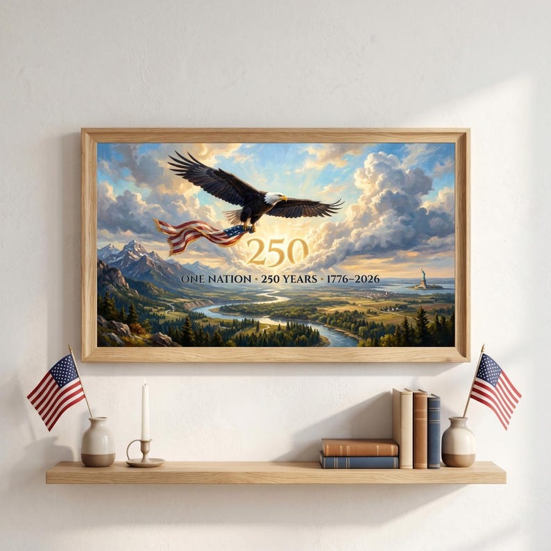 Bald Eagle 250th Anniversary Wall Art, America 250 Patriotic Print, USA ...