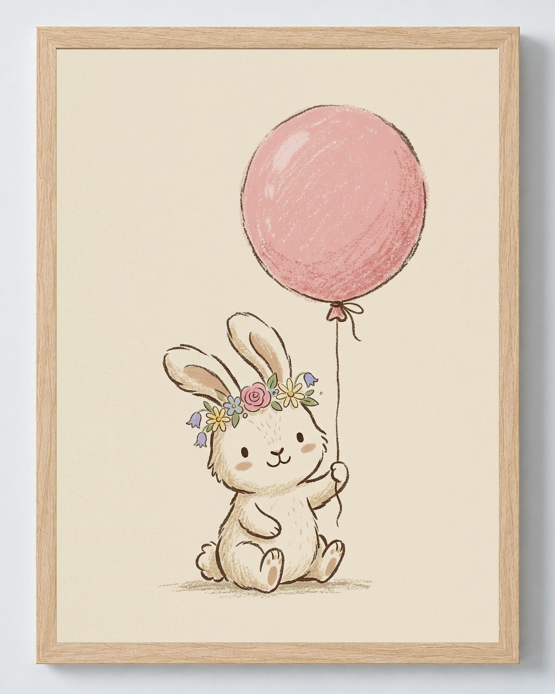 Bunny Nursery Art Bunny Balloon Art Whimsical Storybook Wall Art