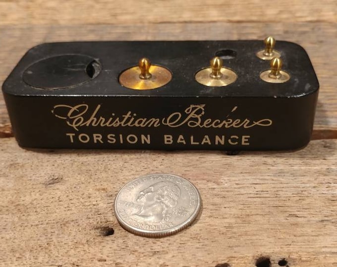 Vintage Christian Becker Torsion Balance Brass Weights in Wooden Holder ...