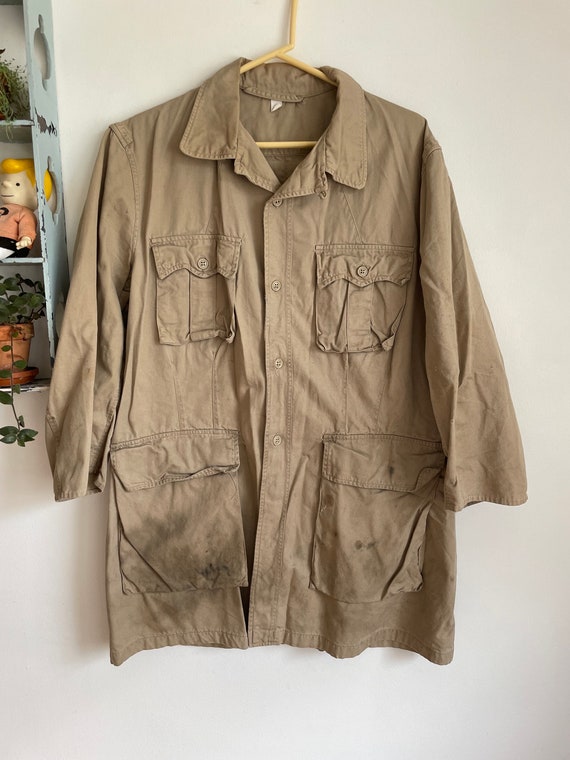 Vintage 1950s USAF military tan tropical bush jacket,… - Gem