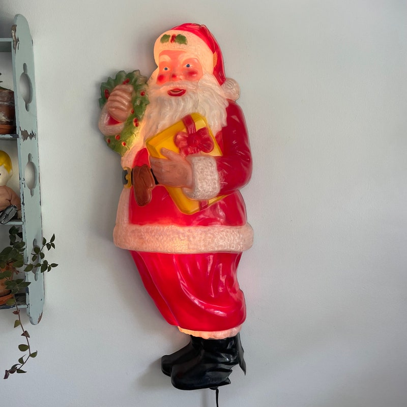 Vintage Outdoor Light up Santa - Etsy