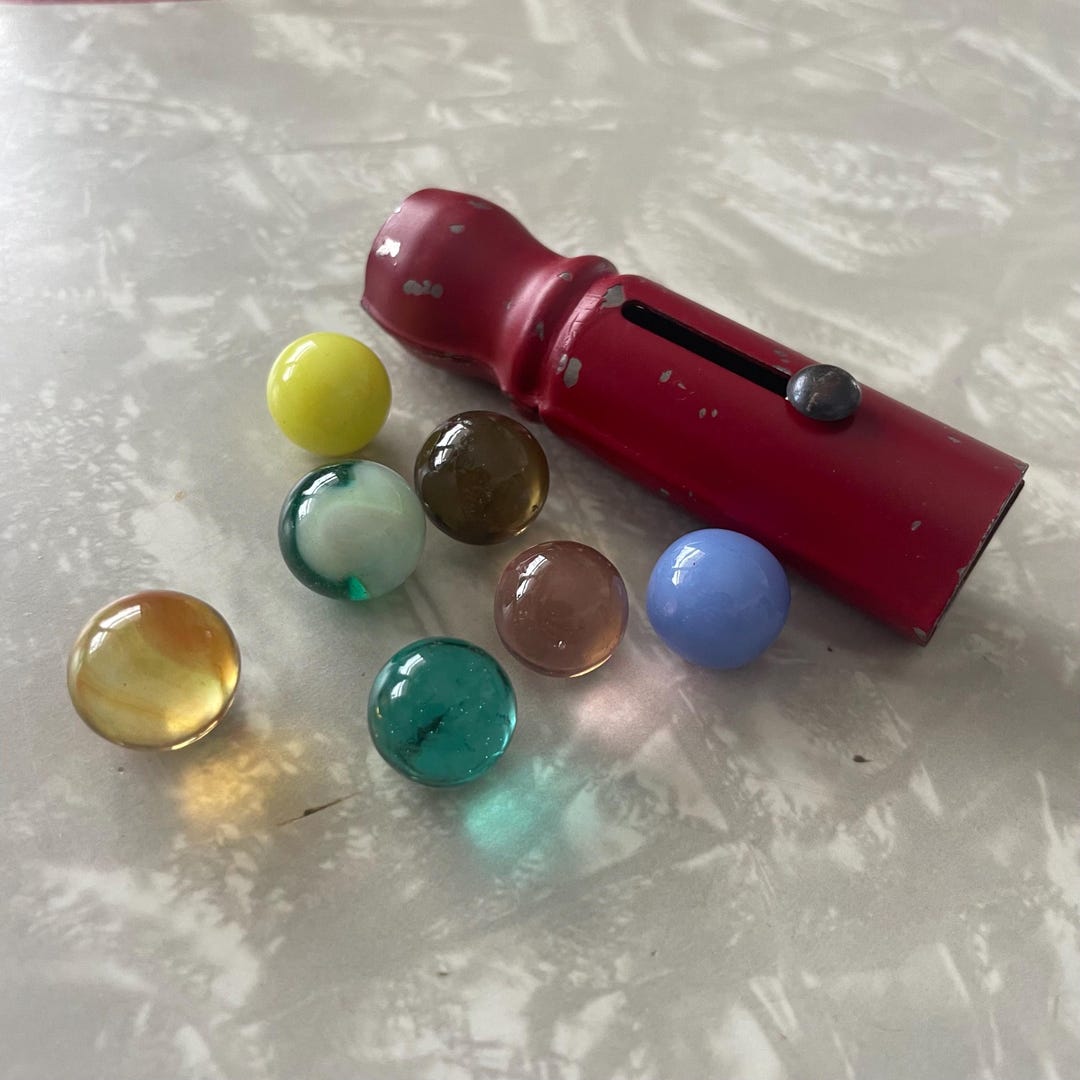 Vintage Metal Spring Loaded Marble Shooter and Marbles - Etsy