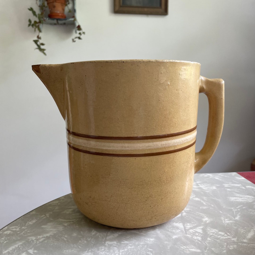 Antique Yellow Ware Pottery Batter Pitcher - Etsy