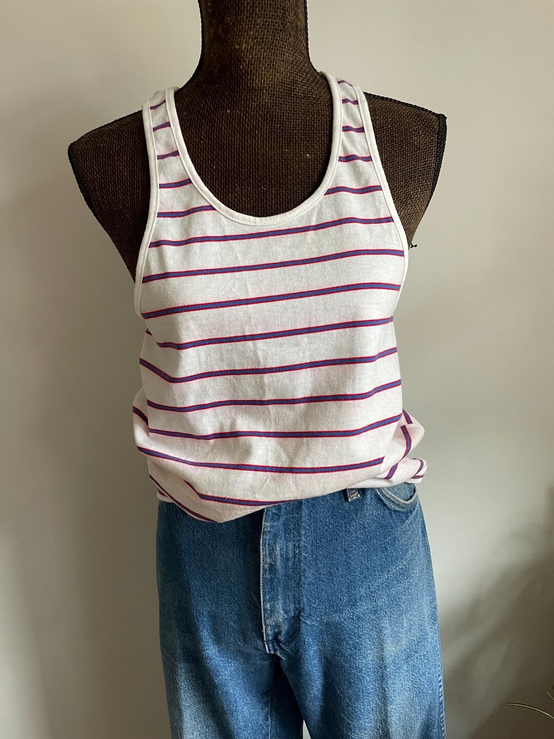 Vintage 1980’s Striped Racer Back Tank Top Small - Etsy