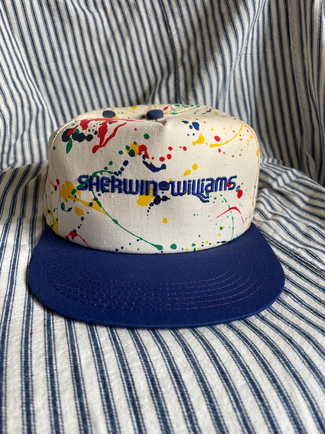 Vintage Sherwin-williams Paint Splatter Snap Back Hat, USA Made, Blue ...