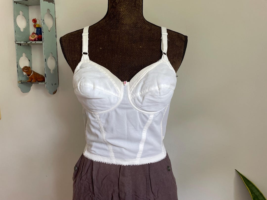 Vintage 1980’s Bustier Corset Bra White Lilyette 38/39B Nylon Spandex ...