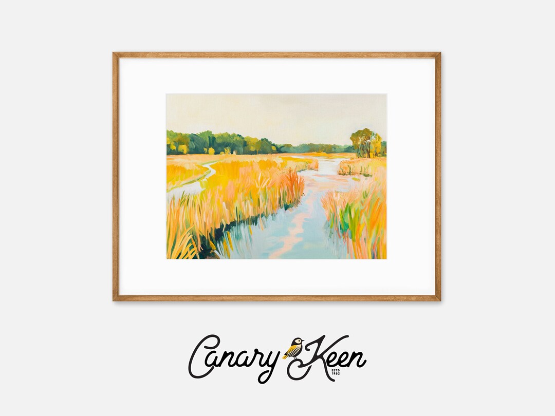 Golden Hour Marsh Painting | Coastal Marsh Landscape Wall Art Print ...