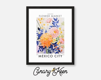 Flower Market Print, Mexico City Travel Poster, Flower Market Poster ...