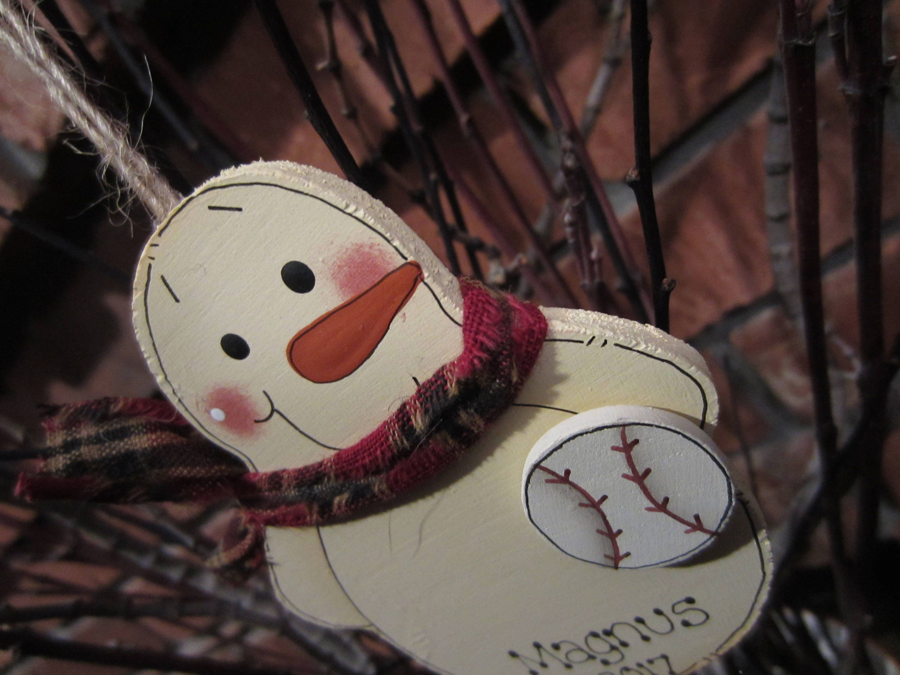 Personalized Snowman Baseball Ornament - Baseball & Softball - Baseball ...