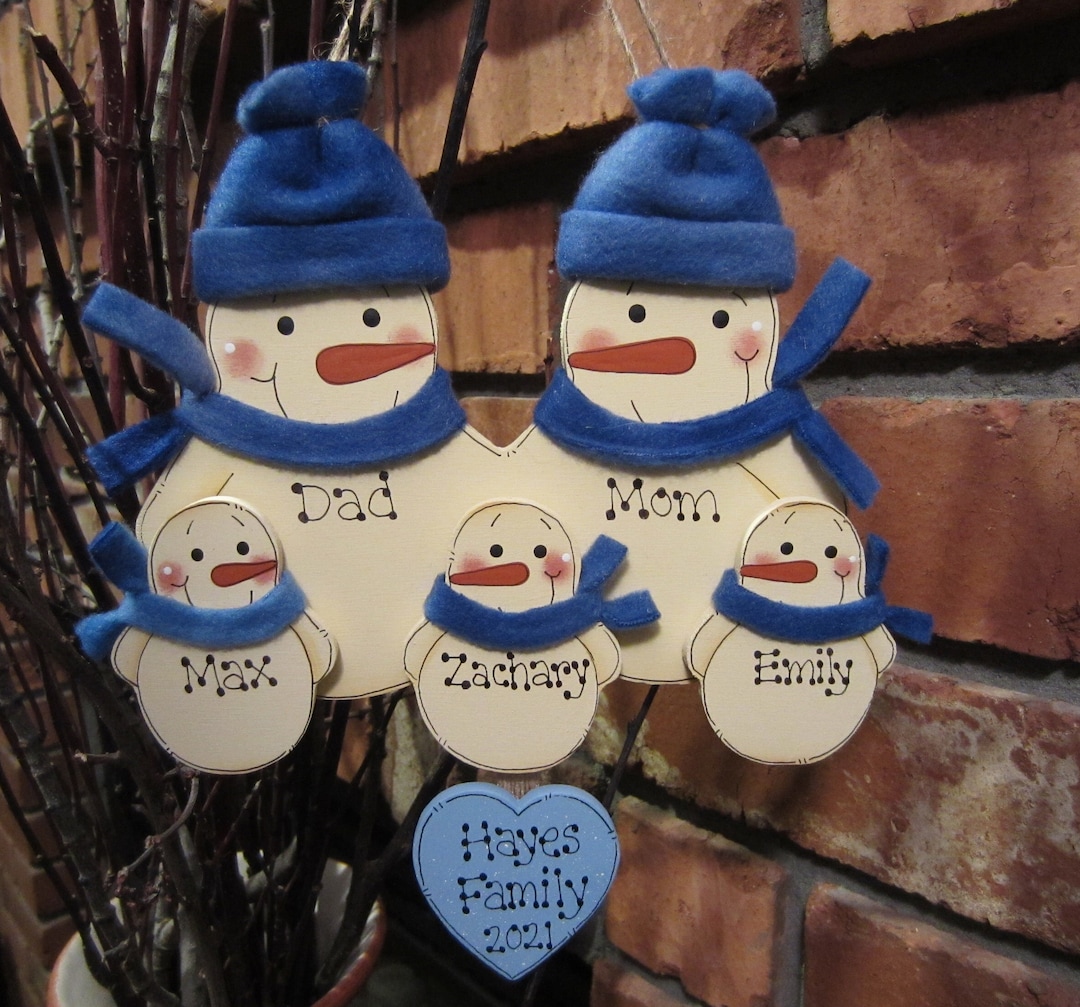 Family of 5: Personalized Fleece Snowman Ornament - Grandparent Gift ...