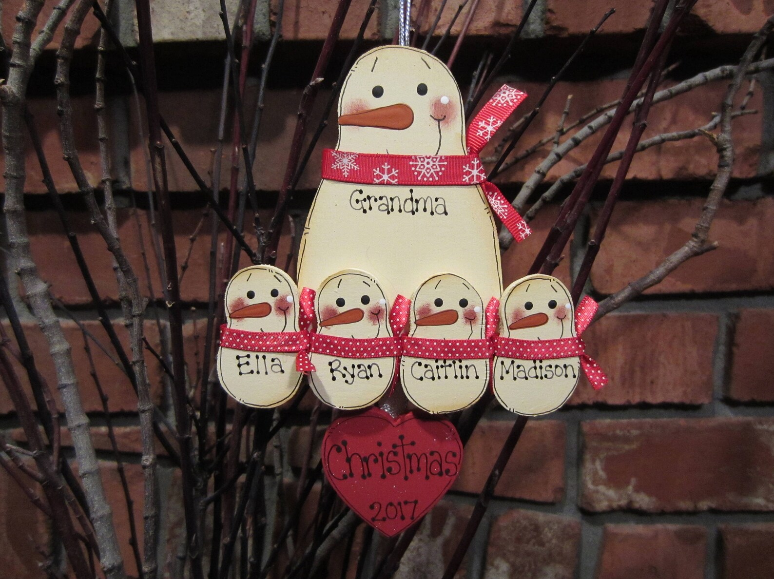 Snow Family Ornament - 1 Big Snowman & 4 Little Snowmen - Etsy