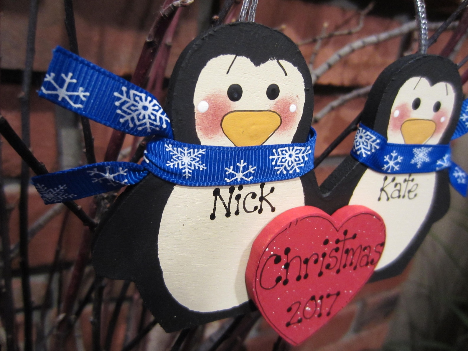 Personalized Penguin Ornament - Penguin Couple - Christmas Personalized ...