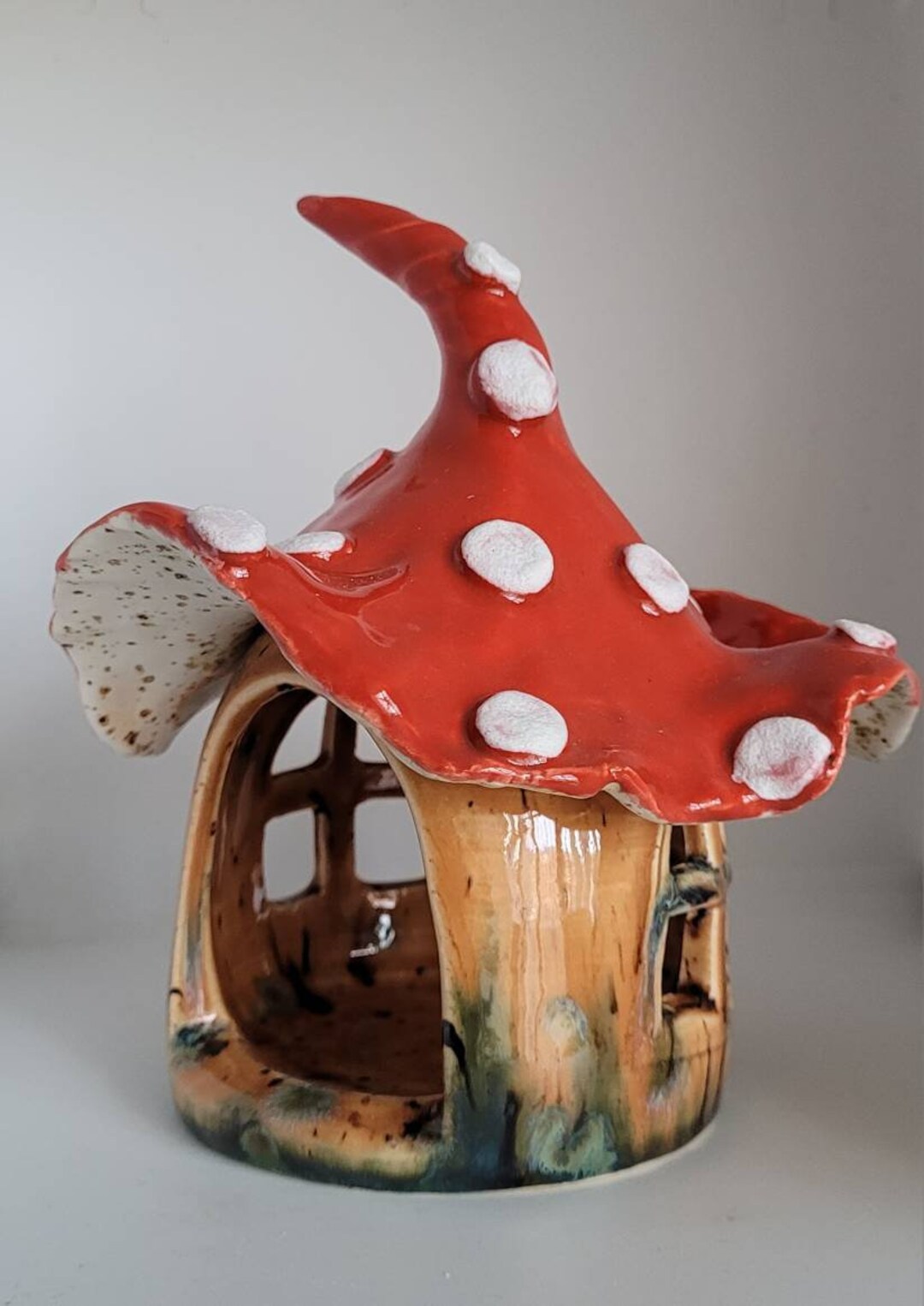 Handmade Ceramic Toadstool Fairy Tealight House - Etsy