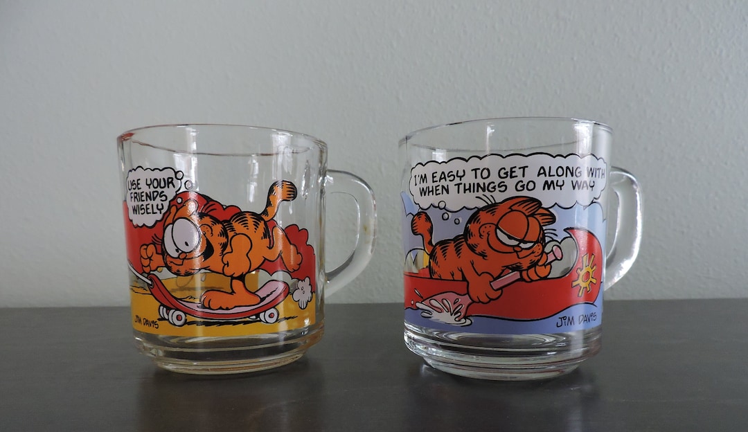 Mcdonald Garfield Cups - Set of 2 | Vintage Anchor Hocking Mcdonald's ...