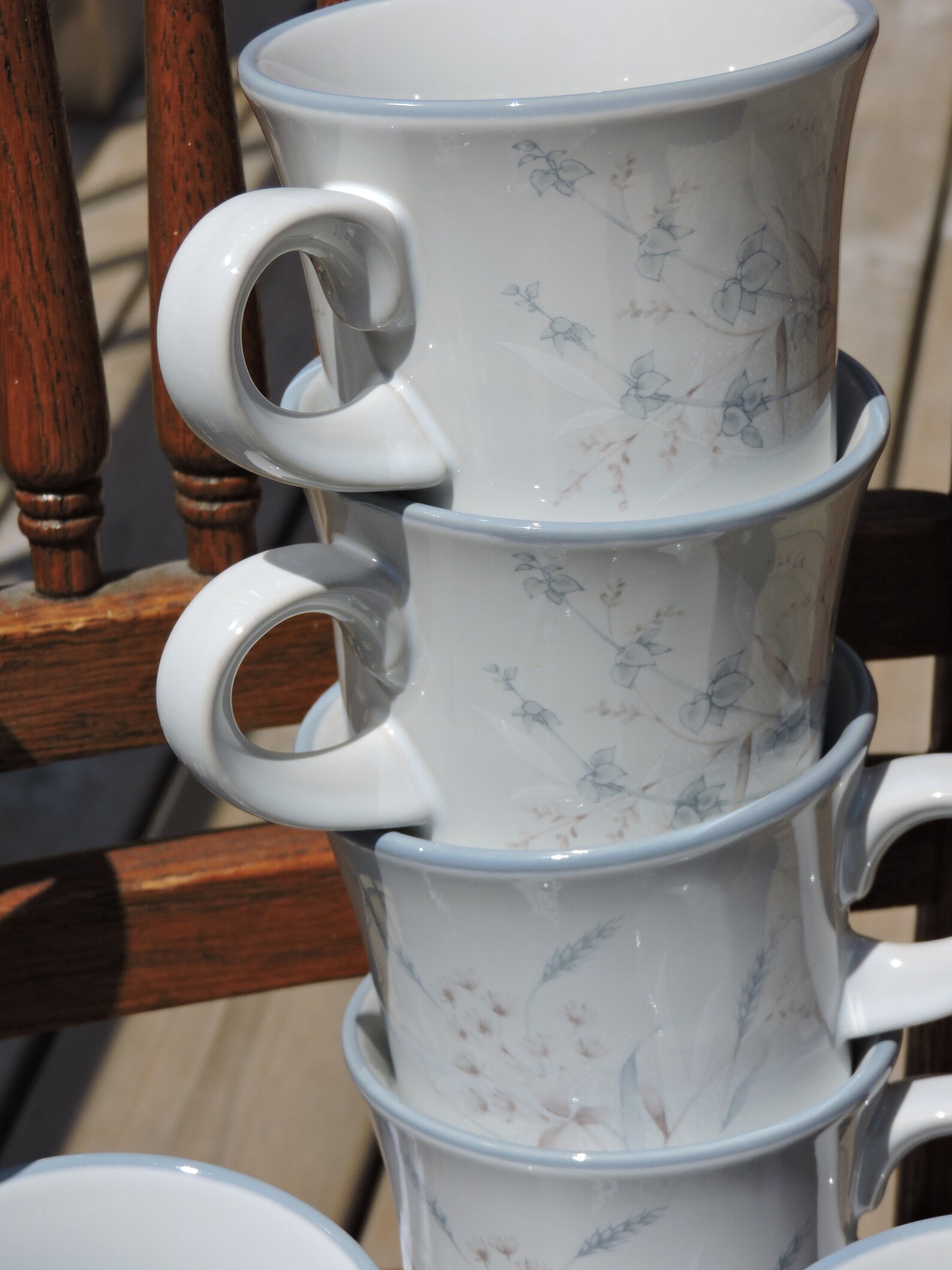 Noritake Woodstock Coffee Cup, Blue Gray Taupe Tan Flowers Grasses ...