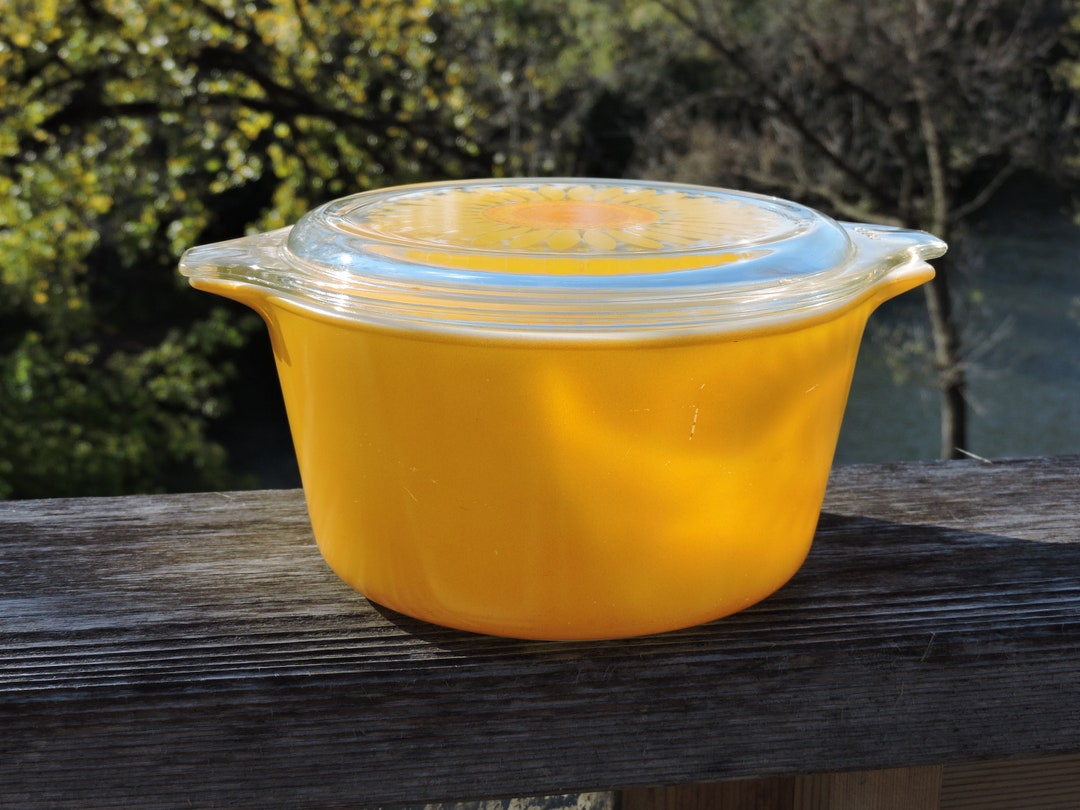 Vintage Yellow Orange #473 1 Qt Pyrex Casserole Citrus Dish With Daisy ...