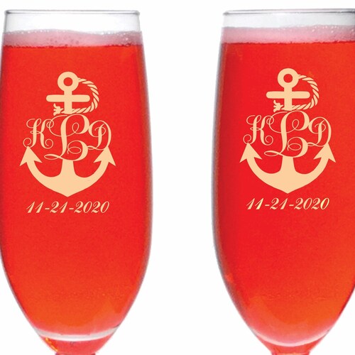 Personalized Anchor Champagne Flutes Wedding Toasting Flutes - Etsy