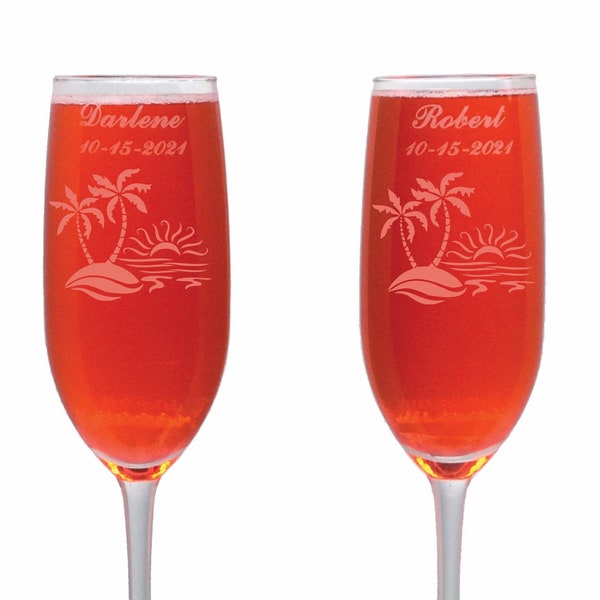Beach Wedding Toasting Glasses Etsy