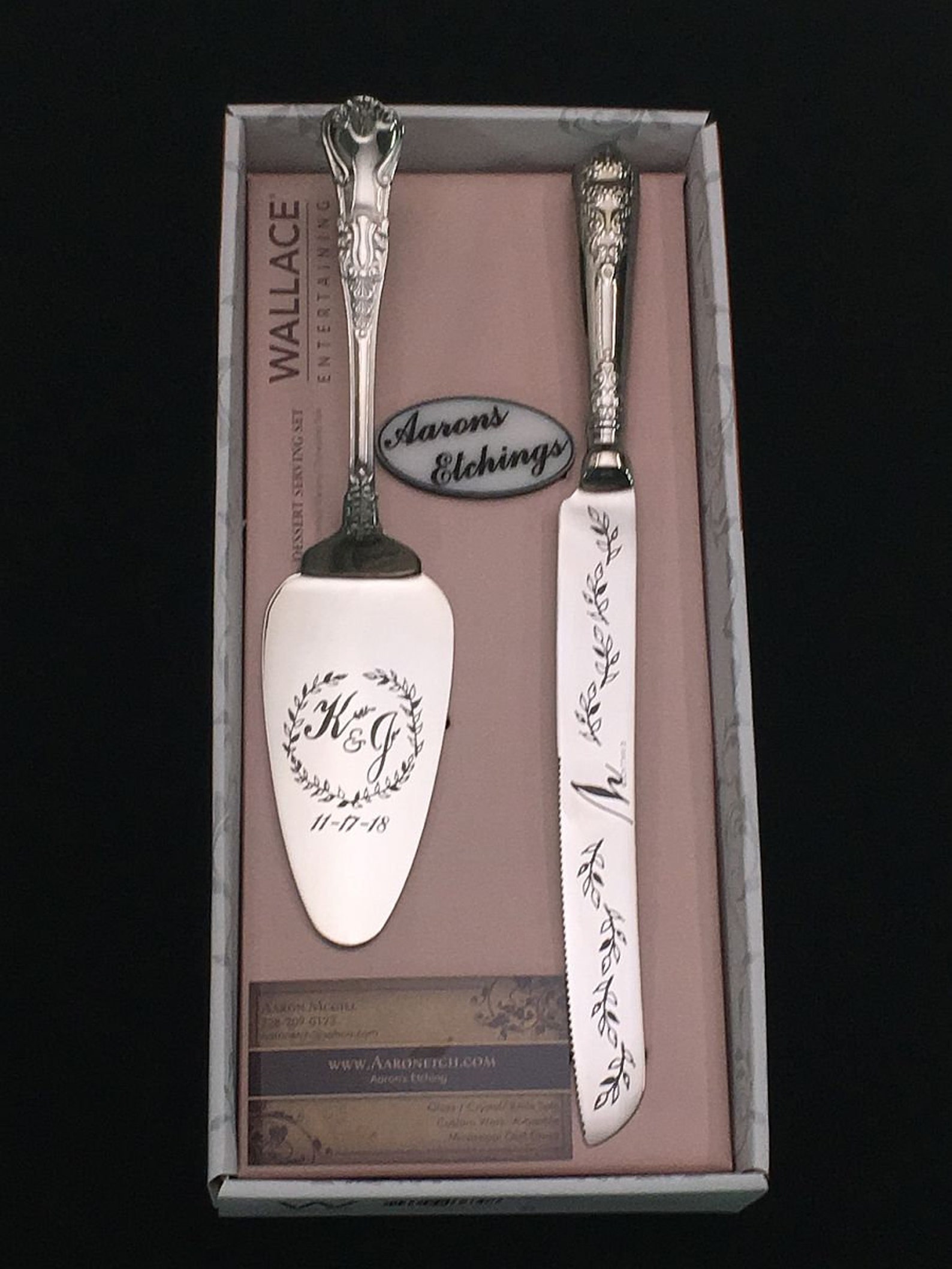 Autumn Fall Greenery Monogram Initials Wedding Cake Knife | Etsy