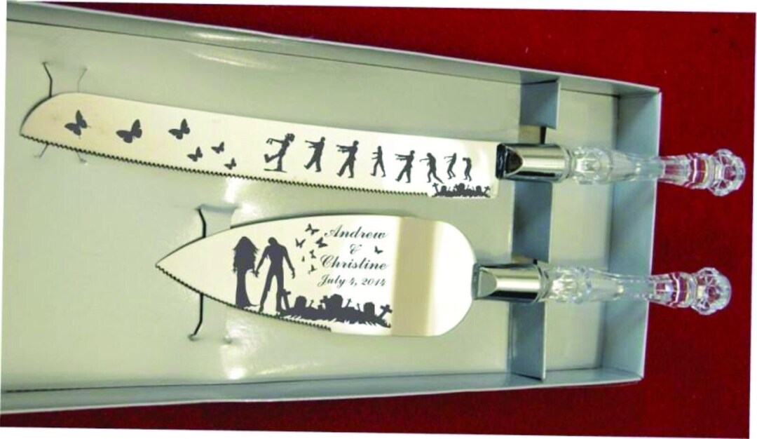 Custom Design Wedding Cake Knife and Server Set With Names and Date ...
