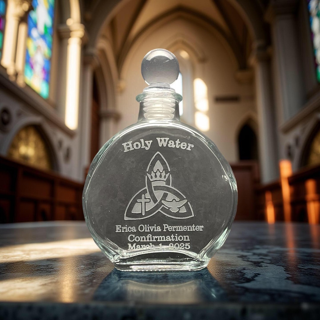 Personalized Elegant Catholic Trinity Holy Water Etched 6 Oz. Glass ...