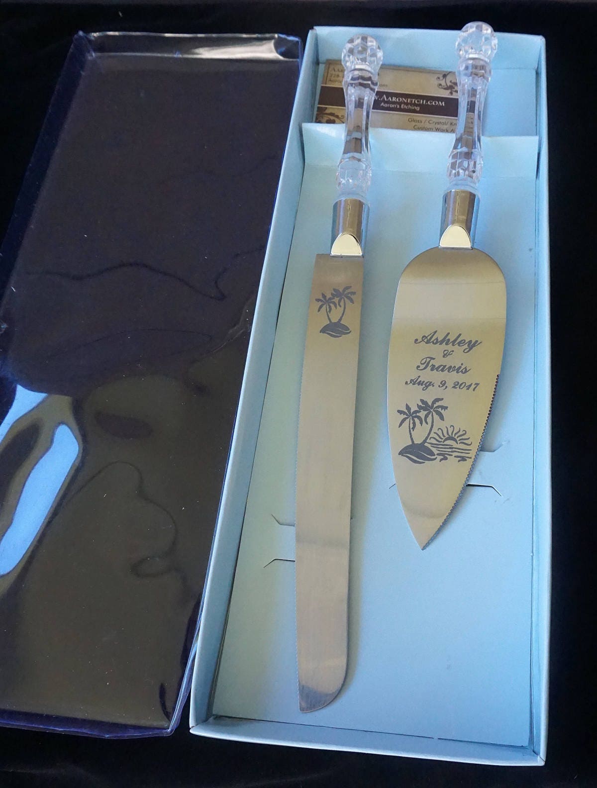 Island Beach Wedding Cake Knife and Server & Champagne Glass | Etsy