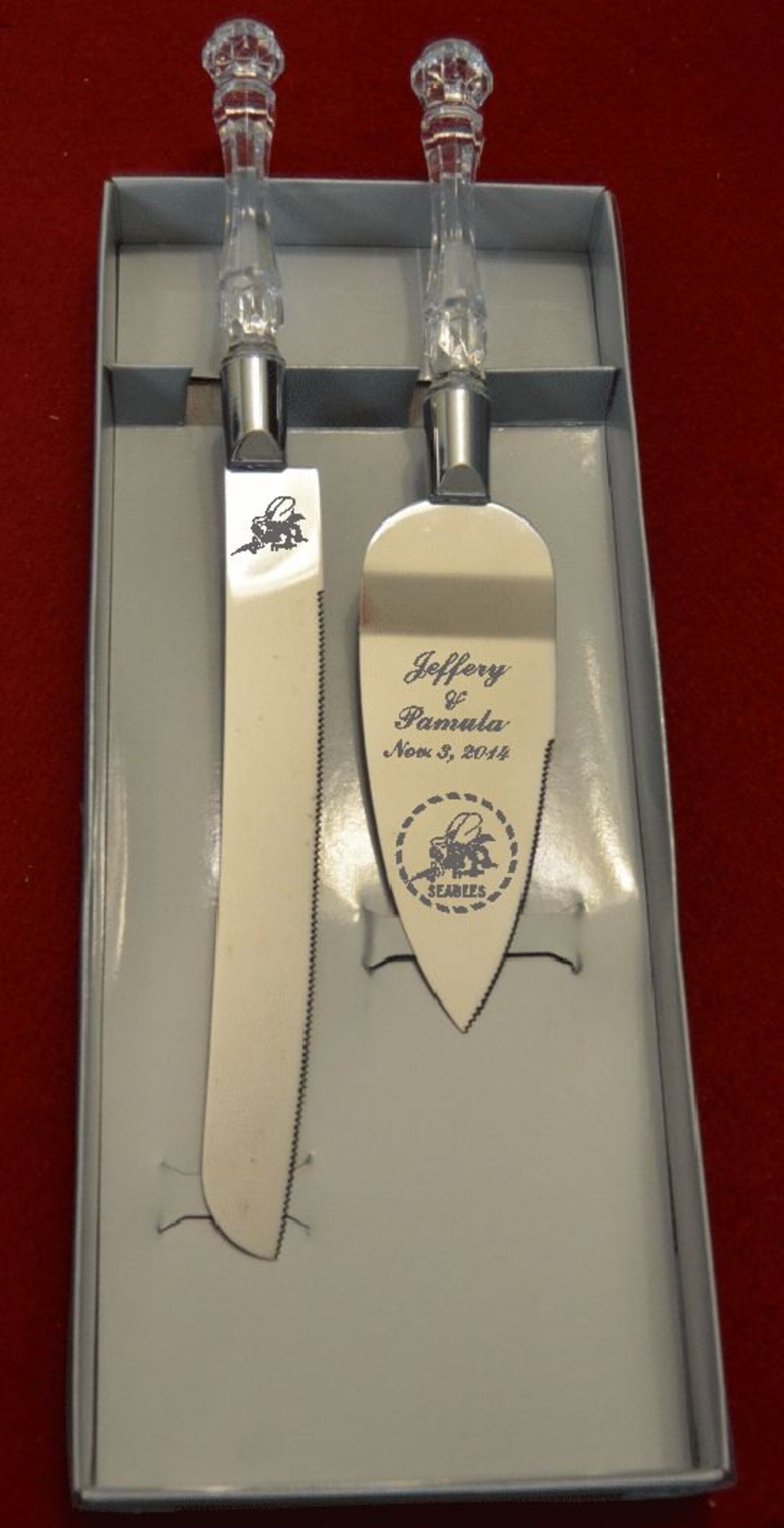 Seabees Wedding Cake Knife and Server With Names and Date FREE - Etsy