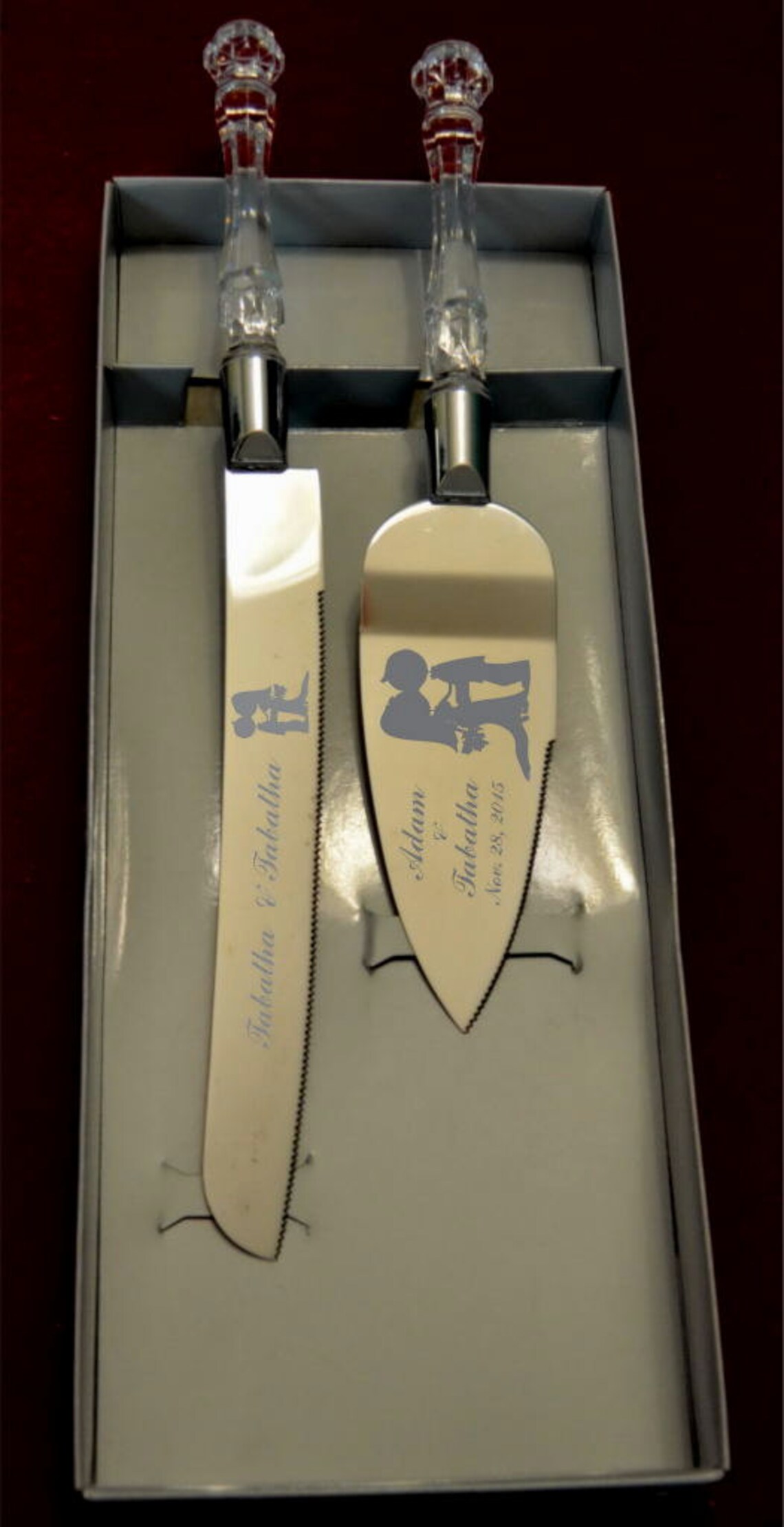 Bride & Groom Wedding Cake Knife and Server With Names and Date FREE - Etsy